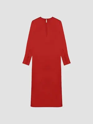 ARMARIUM Bruna Long-sleeve Silk Shift Midi-dress