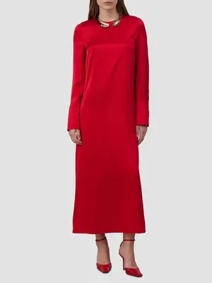 ARMARIUM Bruna Long-sleeve Silk Shift Midi-dress
