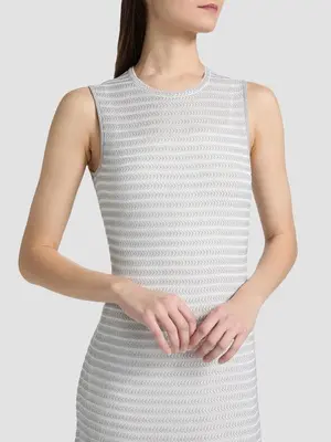 Alexander McQueen Metallic Float Stitch Midi-dress - Silver