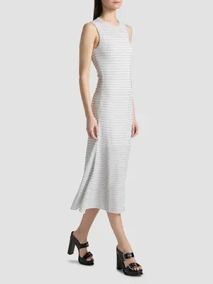 Alexander McQueen Metallic Float Stitch Midi-dress - Silver