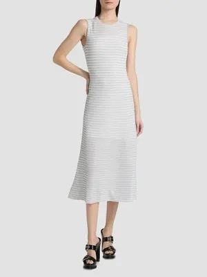 Alexander McQueen Metallic Float Stitch Midi-dress - Silver