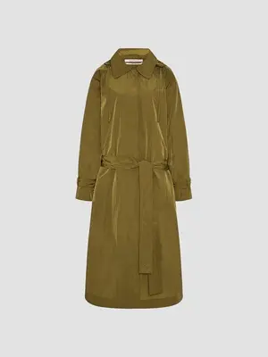 Another Tomorrow Nylon Trench Coat - Olive
