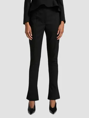 Alexander McQueen Stretch Wool Straight-leg Flare Trousers
