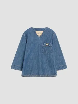 Valentino Garavani Denim Chambray Blouse - Blue