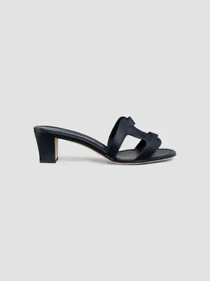 Manolo Blahnik Grellanu 50mm Leather Block-heel Sandals - Navy