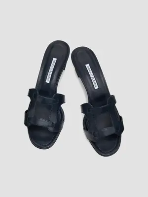 Manolo Blahnik Grellanu 50mm Leather Block-heel Sandals