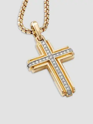 David Yurman Deco Cross Pendant In 18k Yellow Gold