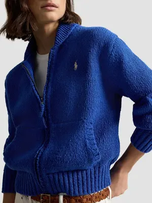 Polo Ralph Lauren Wave-logo Cotton Zip-front Cardigan