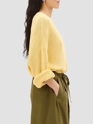Another Tomorrow Draped Crew Knit - Sun