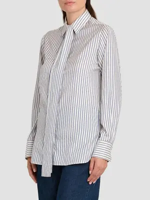 Kiton Striped Silk Tieneck Blouse