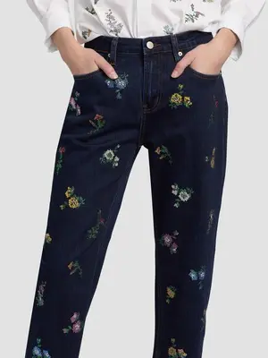 Libertine Joy And Mirth Floral-embroidered Boyfriend Jeans