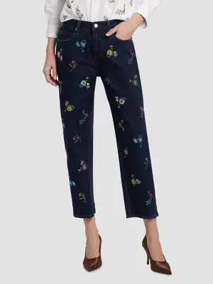 Libertine Joy And Mirth Floral-embroidered Boyfriend Jeans
