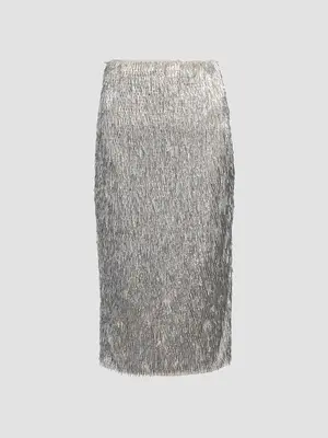 AKNVAS Tao Metallic Sequined Pencil Skirt - Silver