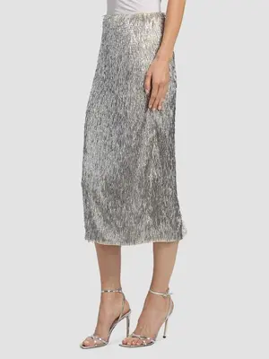 AKNVAS Tao Metallic Sequined Pencil Skirt