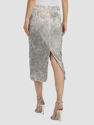 AKNVAS Tao Metallic Sequined Pencil Skirt