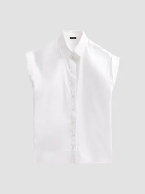 Kiton Cotton Poplin Cap-sleeve Shirt - White