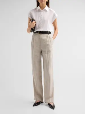 Kiton Cotton Poplin Cap-sleeve Shirt