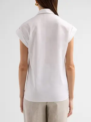 Kiton Cotton Poplin Cap-sleeve Shirt