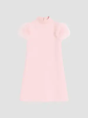 Valentino Garavani Short Crepe Couture Dress With Feathers - Rose