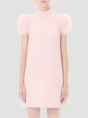 Valentino Garavani Short Crepe Couture Dress With Feathers - Rose