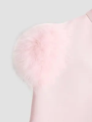 Valentino Garavani Short Crepe Couture Dress With Feathers - Rose