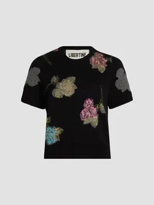 Libertine Primrose Shadows Cashmere Short-sleeve Sweater - Multi