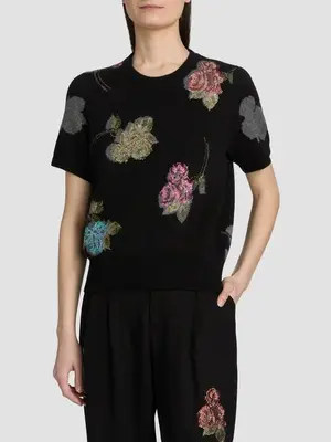 Libertine Primrose Shadows Cashmere Short-sleeve Sweater