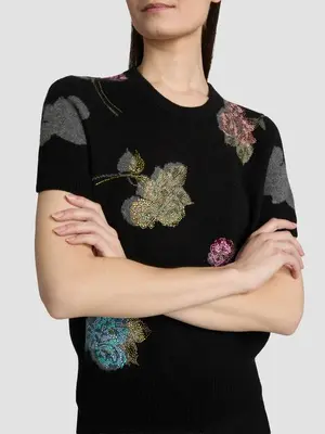 Libertine Primrose Shadows Cashmere Short-sleeve Sweater