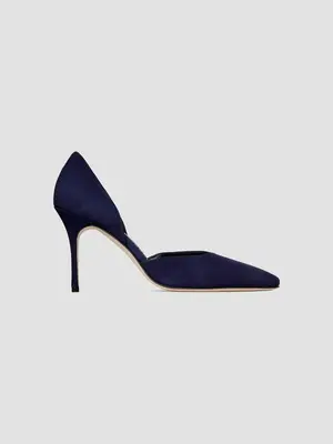 Manolo Blahnik Taylernu Suede D'orsay Pumps Navy