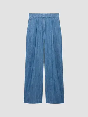 Another Tomorrow Chambray Relaxed Wide Leg Pants