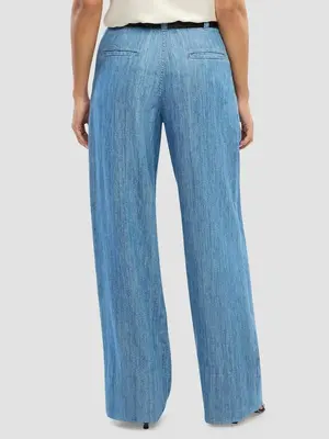 Another Tomorrow Chambray Relaxed Wide Leg Pants