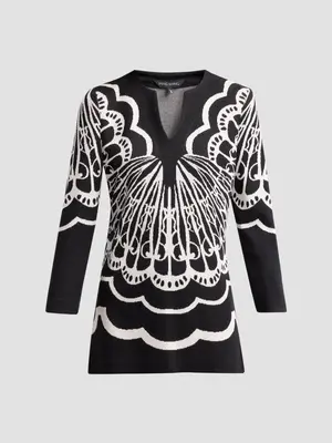 Ming Wang Aria Abstract Jacquard Tunic