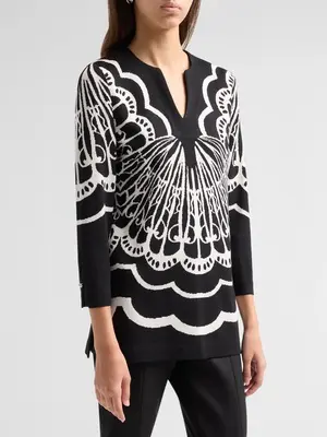 Ming Wang Aria Abstract Jacquard Tunic