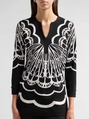 Ming Wang Aria Abstract Jacquard Tunic