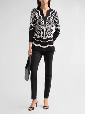 Ming Wang Aria Abstract Jacquard Tunic