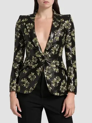 Alexander McQueen Lacquered Sunflower Jacquard Blazer
