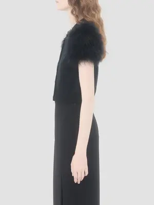 Valentino Garavani Wool Knit Cardigan With Feathers