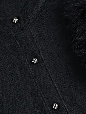Valentino Garavani Wool Knit Cardigan With Feathers