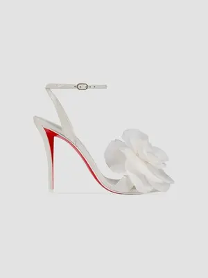 CHRISTIAN LOUBOUTIN Miss Z Flora 100mm Leather Sandals Bianco