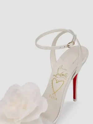CHRISTIAN LOUBOUTIN Miss Z Flora 100mm Leather Sandals - Bianco