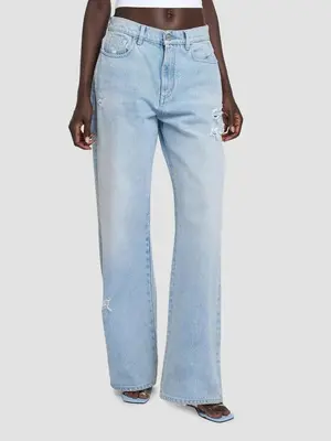 Casablanca Hotfix Distressed Logo Baggy Jeans