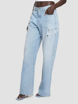 Casablanca Hotfix Distressed Logo Baggy Jeans