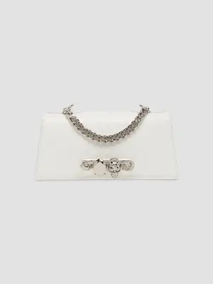 Alexander McQueen Mini Jewelled Croc-embossed Leather Shoulder Bag - White Multi