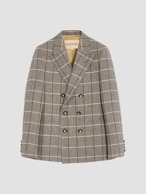 Valentino Garavani Double-breasted Wool Jacket With Check Pattern