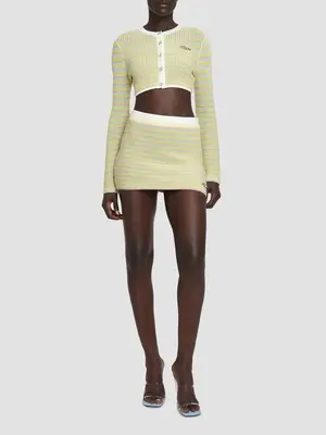 Casablanca Bourgeois Striped Crop Cardigan