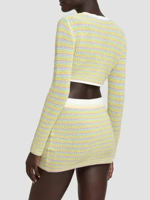 Casablanca Bourgeois Striped Crop Cardigan