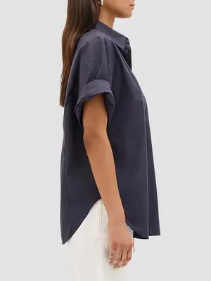 Another Tomorrow Poplin Short Sleeve Shirt
