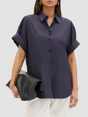 Another Tomorrow Poplin Short Sleeve Shirt