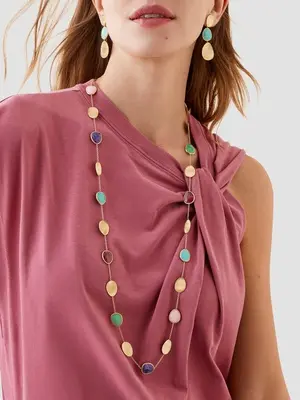 Marco Bicego Lunaria 18k Yellow Gold -stone Petal Necklace