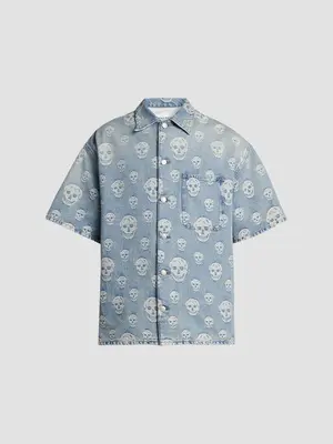 Alexander McQueen Skull Denim Camp Shirt - Blue Washed